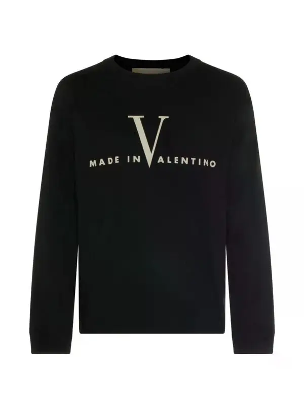 Valentino Garavani Logo Print Long Sleeve Sweatshirt - Black
