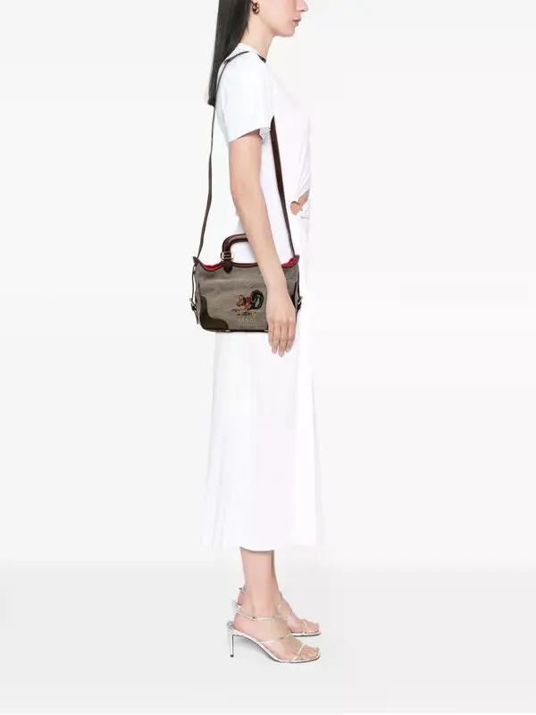 Fendi Embroidered Canvas Squirrel Satchel