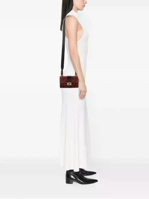 Fendi Zucca Canvas Convertible Baguette Pouch - Red