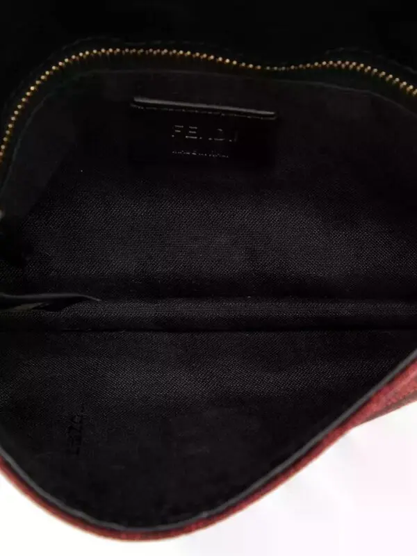 Fendi Zucca Canvas Convertible Baguette Pouch - Red