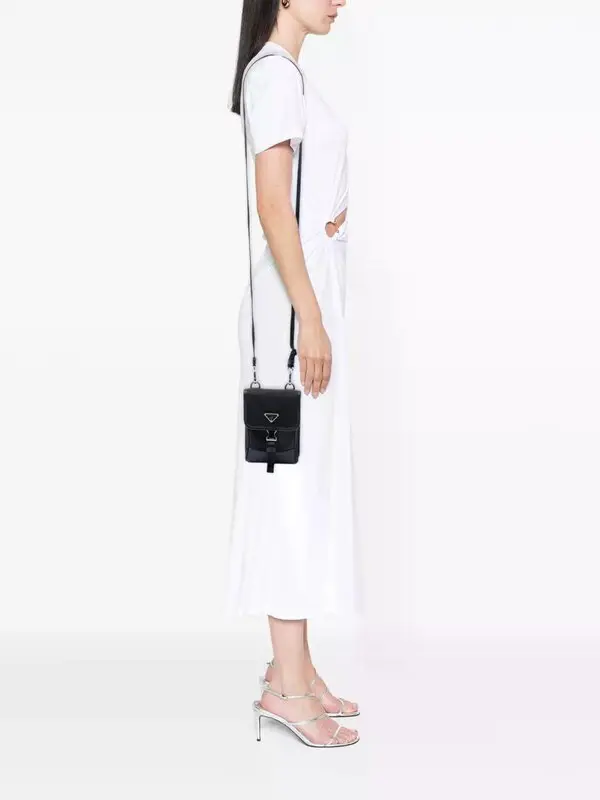Prada Saffiano Trimmed Re-nylon Phone Case Crossbody Bag