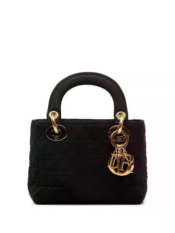 Dior 1997 Mini Nylon Cannage Lady Satchel - Black