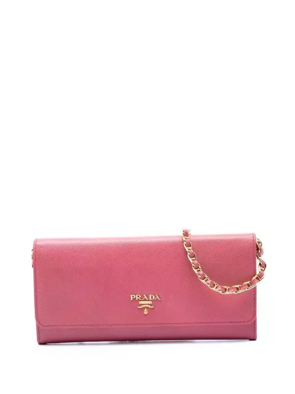 Prada Saffiano Leather Wallet On Chain Crossbody Bag - Pink