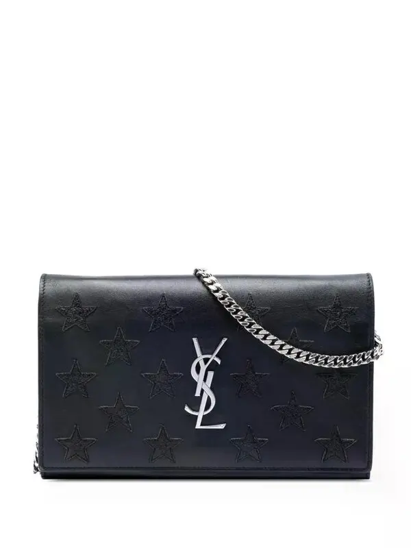 Saint Laurent Calfskin Monogram Star Kate Wallet On Chain Crossbody Bag - Black