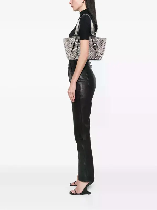 Burberry Metallic Woven Leather Tote Bag