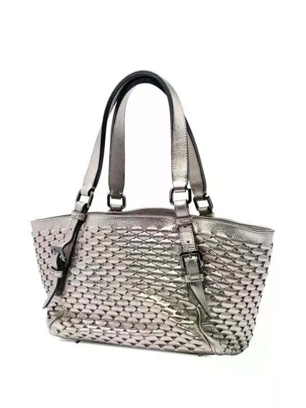Burberry Metallic Woven Leather Tote Bag