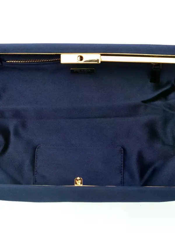 Prada Satin East West Frame Clutch Bag