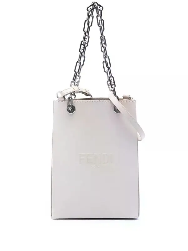 Fendi Small Leather Shopping Tote Satchel - White