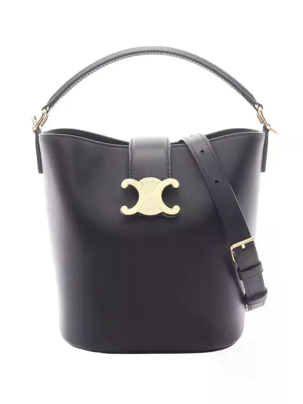 Celine Small Smooth Calfskin Louise Bucket Bag Satchel - Black