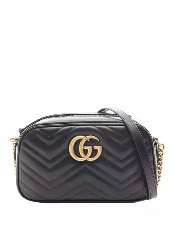 Gucci Small Gg Marmont Matelassé Calfskin Crossbody Bag - Black