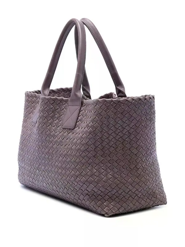 Bottega Veneta Limited Edition Medium Lambskin Intreccio Cabat Tote Bag - Purple