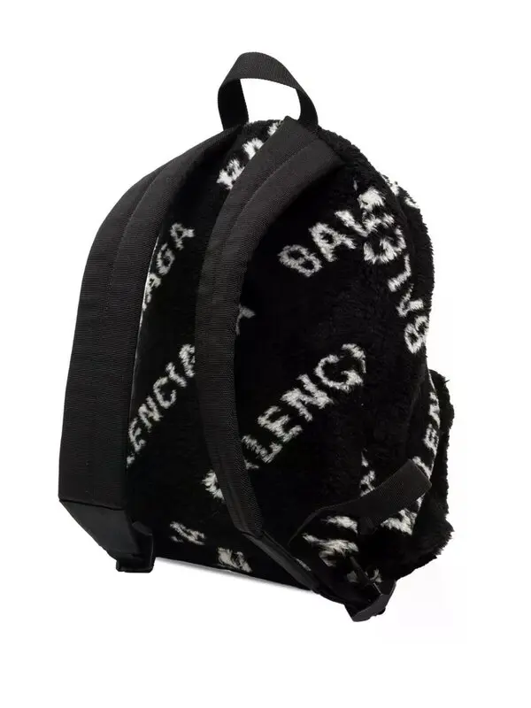Balenciaga Small Faux Fur Diagonal Logo Backpack