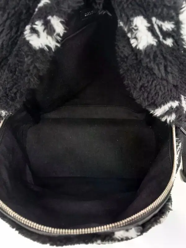 Balenciaga Small Faux Fur Diagonal Logo Backpack