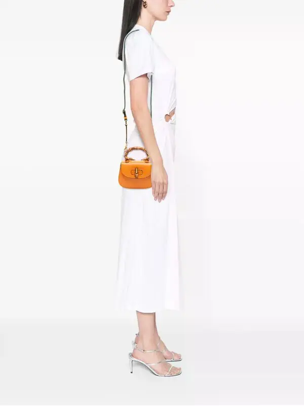 Gucci 1947 Bamboo Top Handle Bag Satchel - Orange