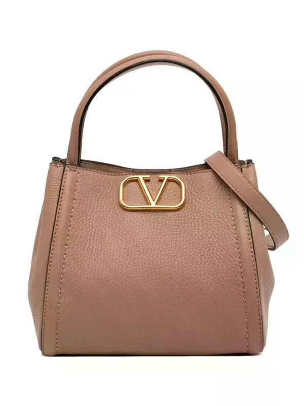 Valentino Garavani Small Grainy Calfskin Alltime Satchel - Brown