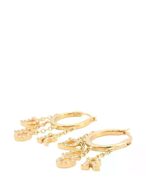 Dior Plated Strass Drop Hoop Earrings