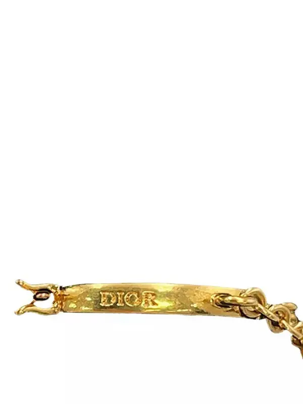 Dior Plated Strass Drop Hoop Earrings