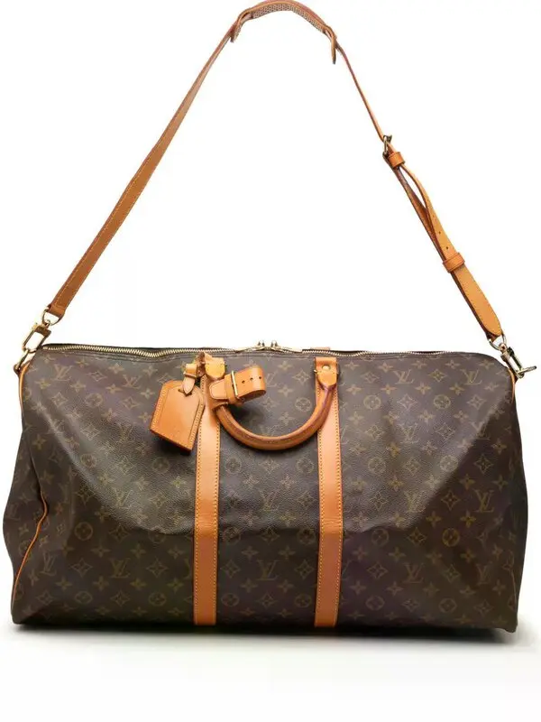 LOUIS VUITTON Monogram Keepall Bandouliere 55 Travel Bag - Brown