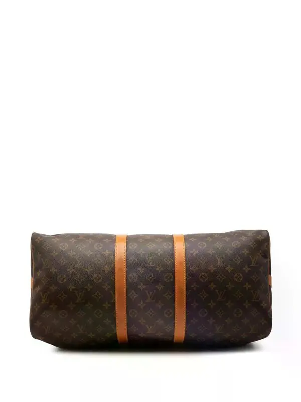 LOUIS VUITTON Monogram Keepall Bandouliere 55 Travel Bag - Brown