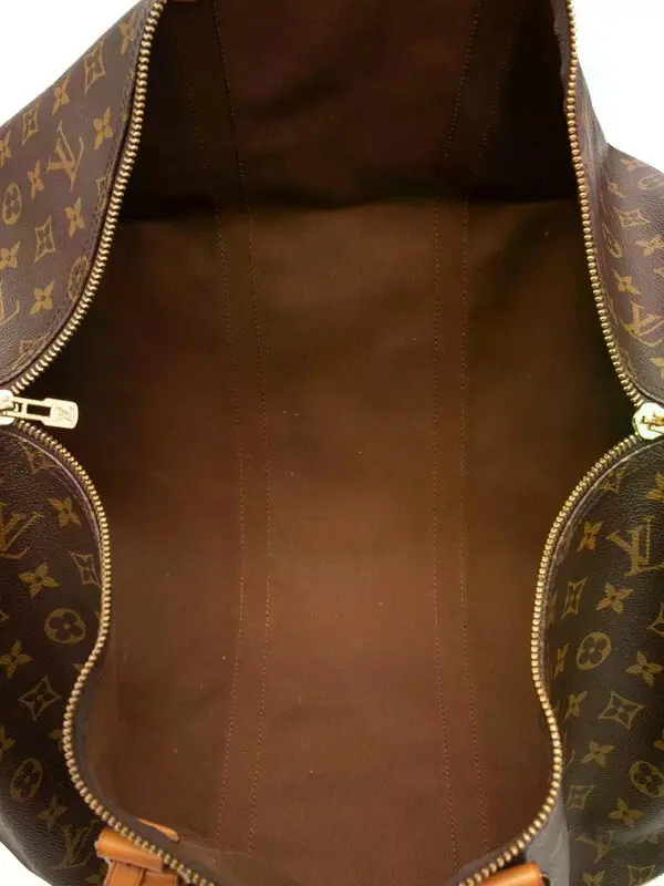 LOUIS VUITTON Monogram Keepall Bandouliere 55 Travel Bag - Brown