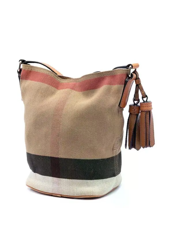 Burberry Mini Mega Check Canvas Ashby Tassel Bucket Bag