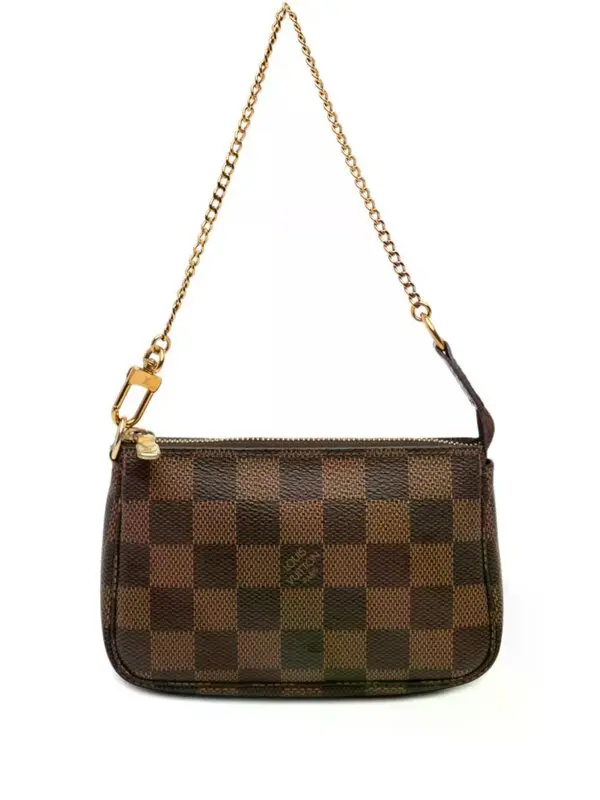 LOUIS VUITTON Damier Ebene Mini Pochette Accessoires Handbag - Brown