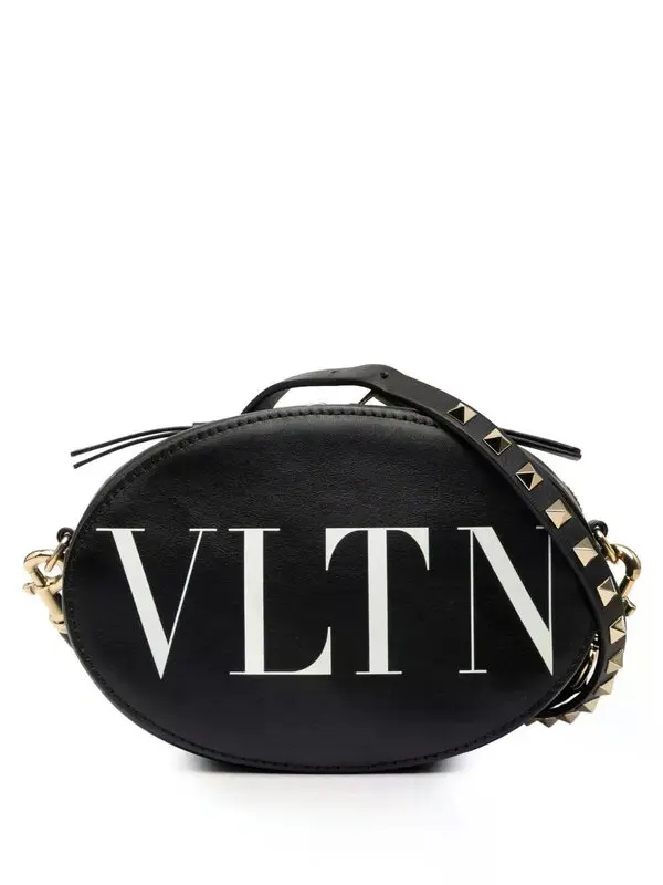 Valentino Garavani Calfskin Rockstud Vltn Oval Crossbody Bag - Black