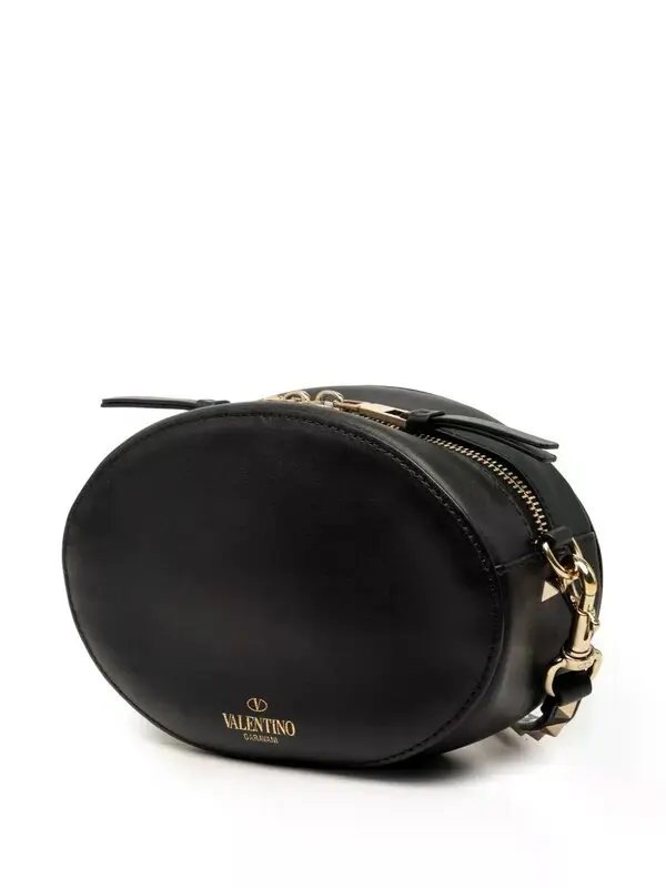Valentino Garavani Calfskin Rockstud Vltn Oval Crossbody Bag - Black