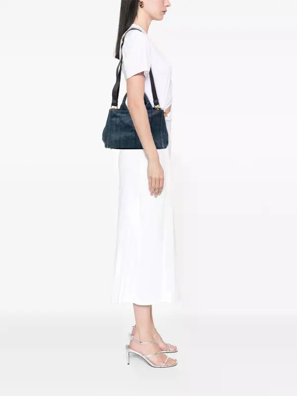 Prada Denim Canapa Logo Satchel - Blue