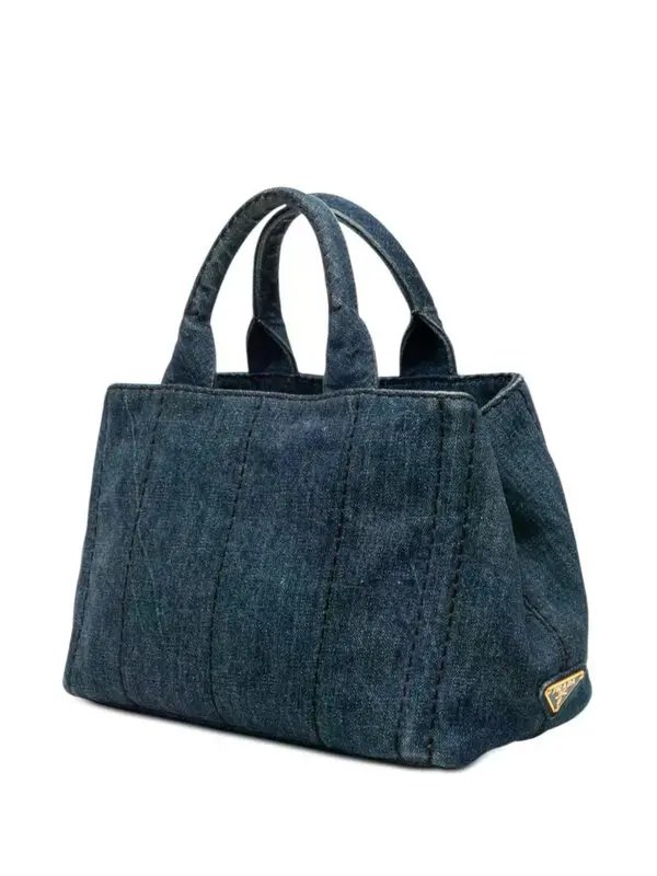 Prada Denim Canapa Logo Satchel