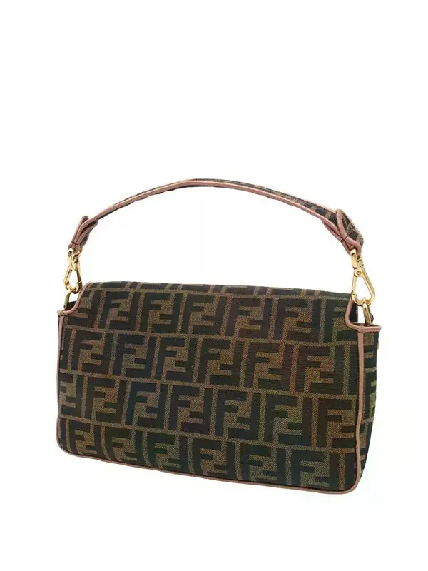 Fendi Zucca Embroidered Canvas Paisley Baguette Satchel - Brown