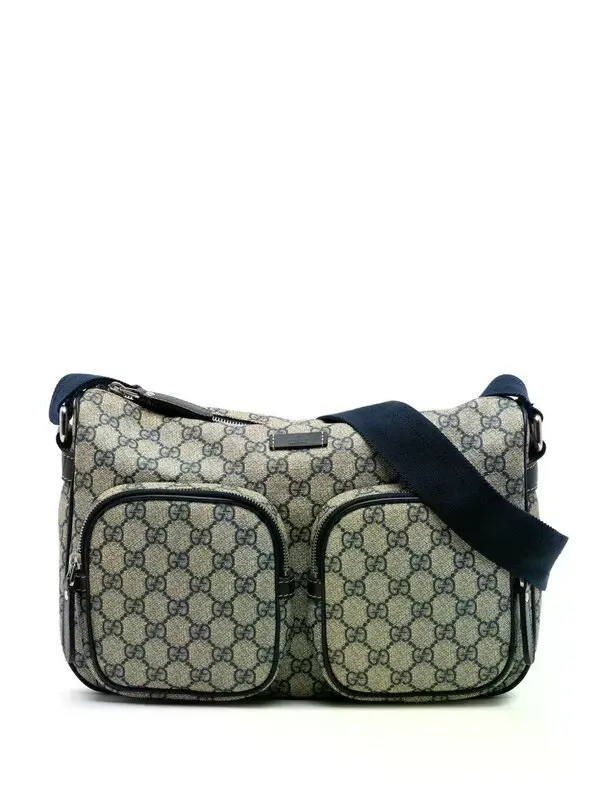 Gucci Gg Supreme Double Pocket Crossbody Bag - Neutrals