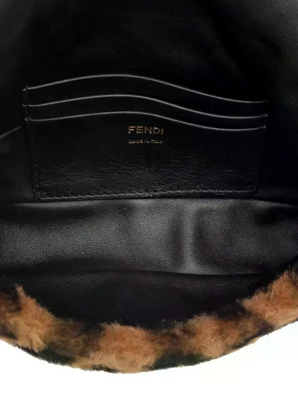 Fendi Mini Zucca Shearling Chain Baguette Satchel