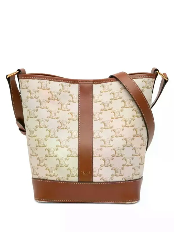 Celine Small Triomphe Coated Canvas Bucket Bag - Neutrals
