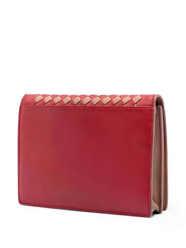 Bottega Veneta Woven Nappa Leather Wallet On Chain Crossbody Bag - Red