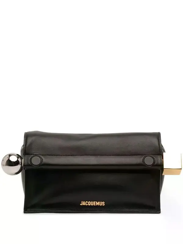 Jacquemus La Pochette Rond Carré Leather Clutch - Black