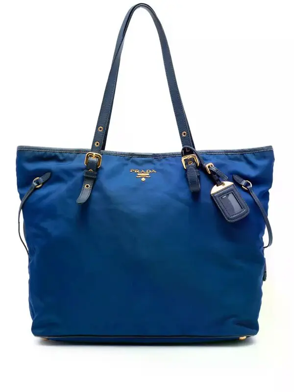 Prada Saffiano Trimmed Tessuto Tote Bag