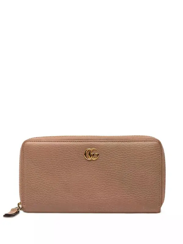 Gucci 2015-2026 Gg Marmont Calfskin Zip Around Wallet Long Wallets - Neutrals
