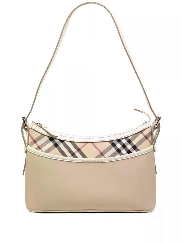 Burberry Nova Check Trimmed Canvas Shoulder Bag - Neutrals