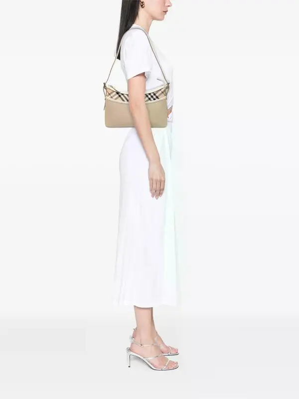 Burberry Nova Check Trimmed Canvas Shoulder Bag