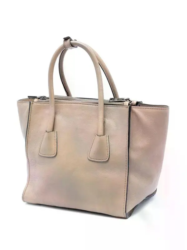 Prada 2010-2026 Small Glace Calf Twin Pocket Satchel - Neutrals