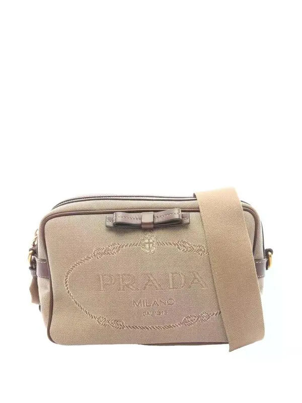 Prada Jacquard Canvas Logo Crossbody Bag - Neutrals
