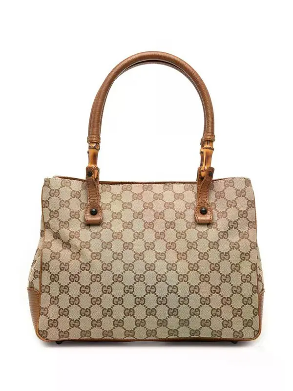 Gucci Gg Canvas Bamboo Tote Bag