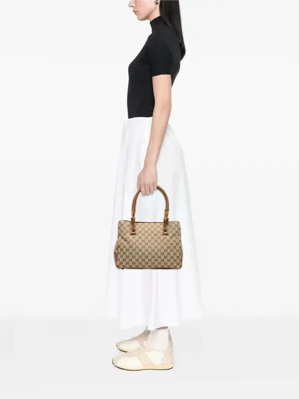 Gucci Gg Canvas Bamboo Tote Bag