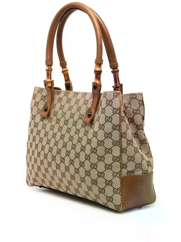 Gucci Gg Canvas Bamboo Tote Bag