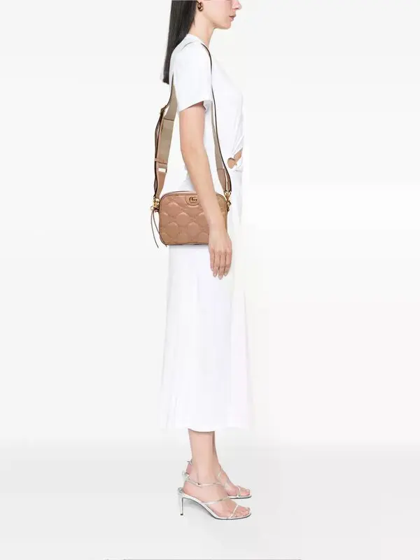 Gucci Small Gg Matelassé Calfskin Crossbody Bag - Neutrals