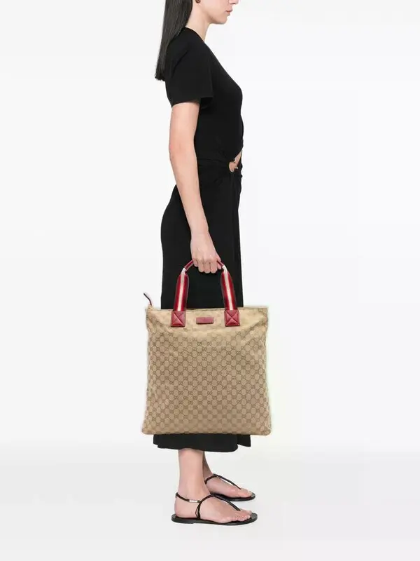 Gucci Gg Canvas Web Vertical Tote Bag