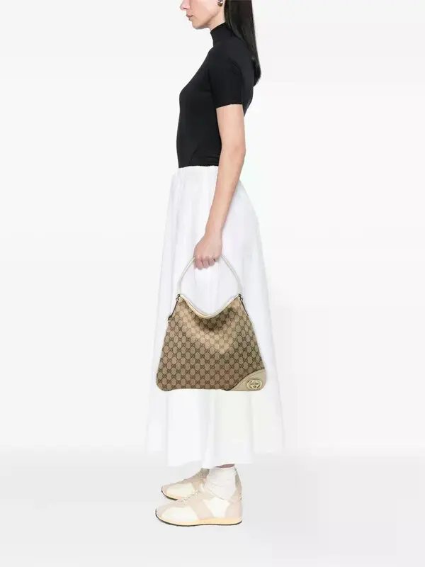 Gucci Gg Canvas New Britt Hobo Bag - Neutrals