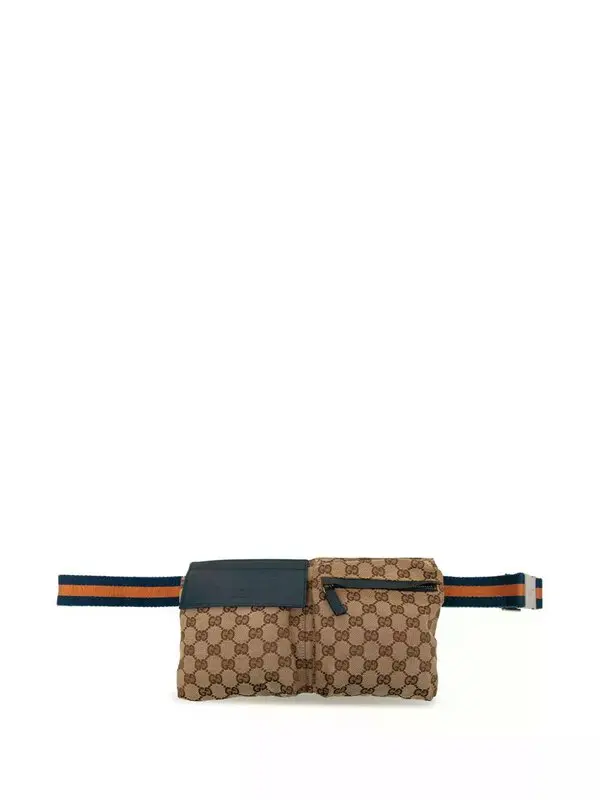 Gucci Gg Canvas Web Double Pocket Belt Bag - Neutrals