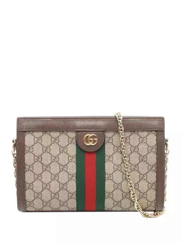 Gucci Ophidia Gg Supreme Web Chain Crossbody Bag - Neutrals